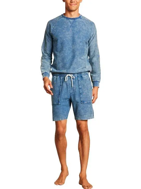 Barefoot Dreams Denim Wash Knit Drawstring Shorts - Indigo Light Wash