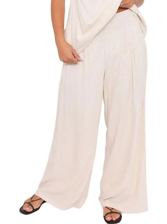 PETAL & PUP Arles Pleated Cotton Wide Leg Pants - Cream