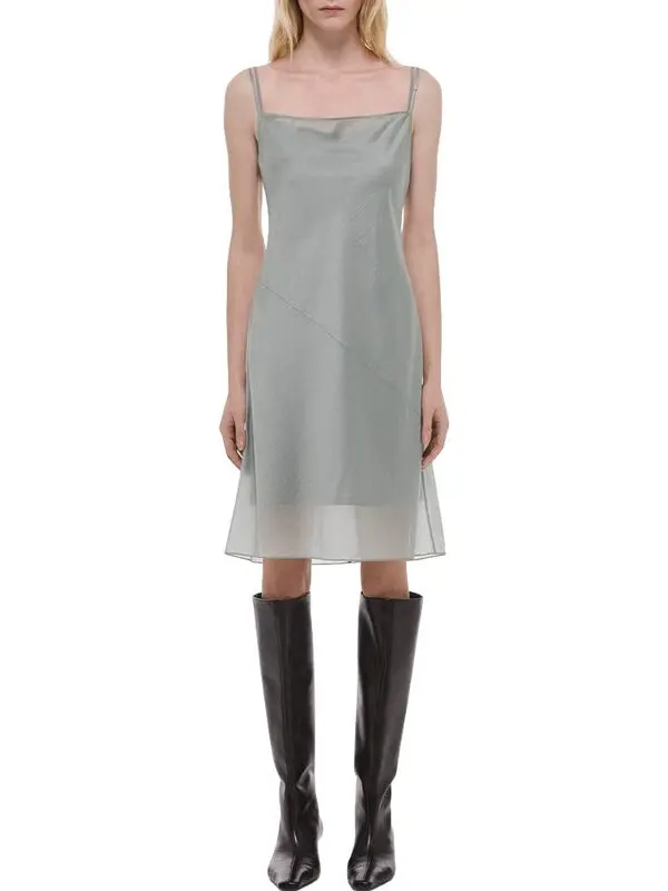 Helmut Lang Bias Cut Voile Minidress - Aqua Gray