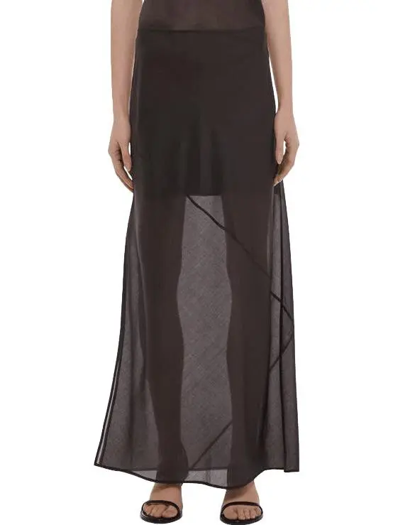 Helmut Lang Layered Semisheer Skirt - Bistre
