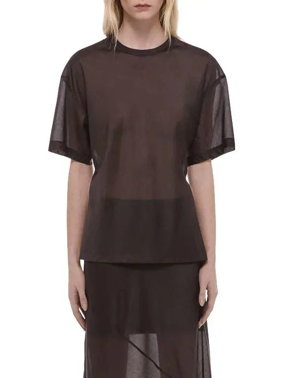 Helmut Lang Sheer Tie-waist T-shirt - Bistre