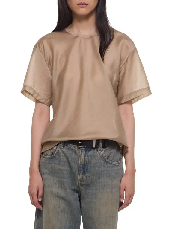 Helmut Lang Sheer Tie-waist T-shirt - Sand