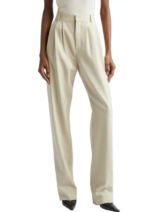 Saint Laurent High-waisted Pleated Wool Pants - Beige