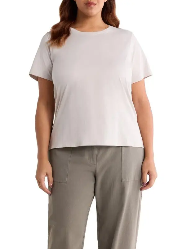 Eileen Fisher Crewneck Organic Cotton T-shirt - Chalk