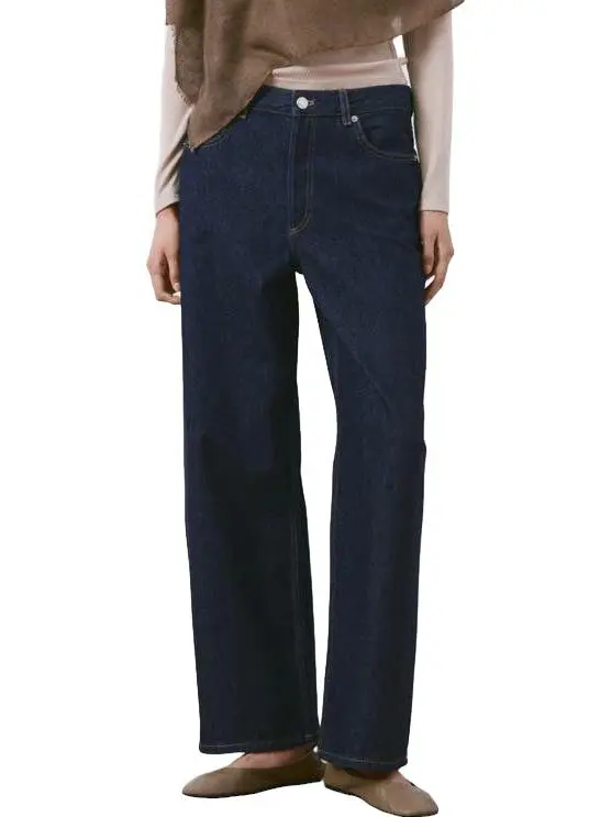 Mango Low Rise Straight Leg Jeans - Open Blue