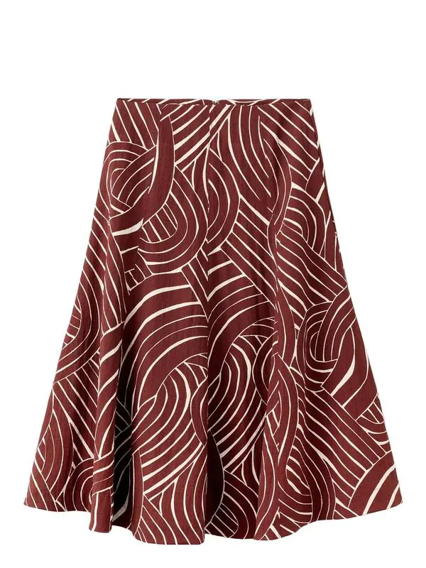 Mango Printed Midi Skirt - Maroon