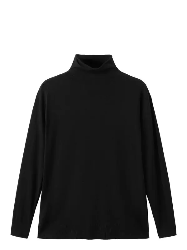 Mango Turtleneck Long Sleeve Sweater - Black