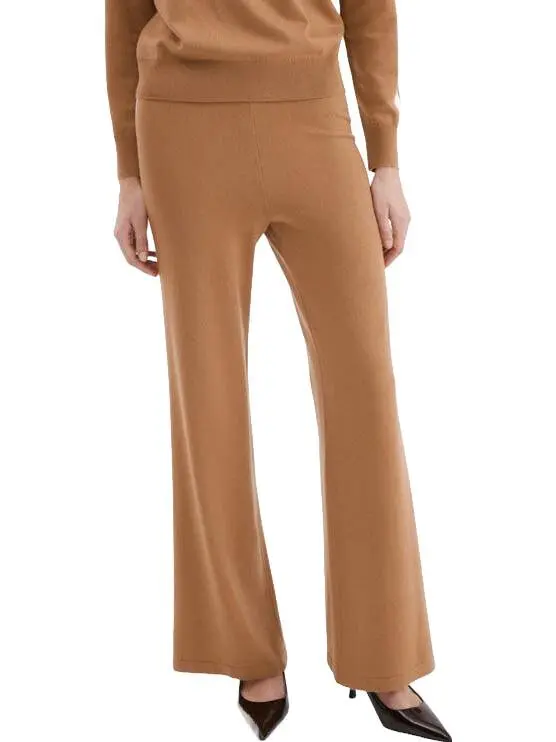 Mango Contrast Stripe Knit Trousers - Medium Brown