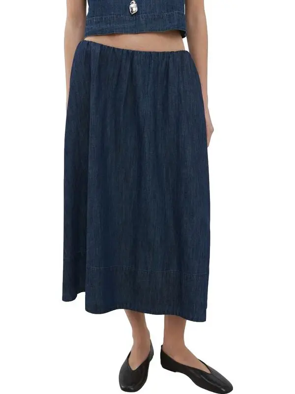 Mango Denim Midi Skirt - Open Blue