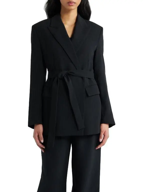 Mango Fitted Tie Blazer - Black