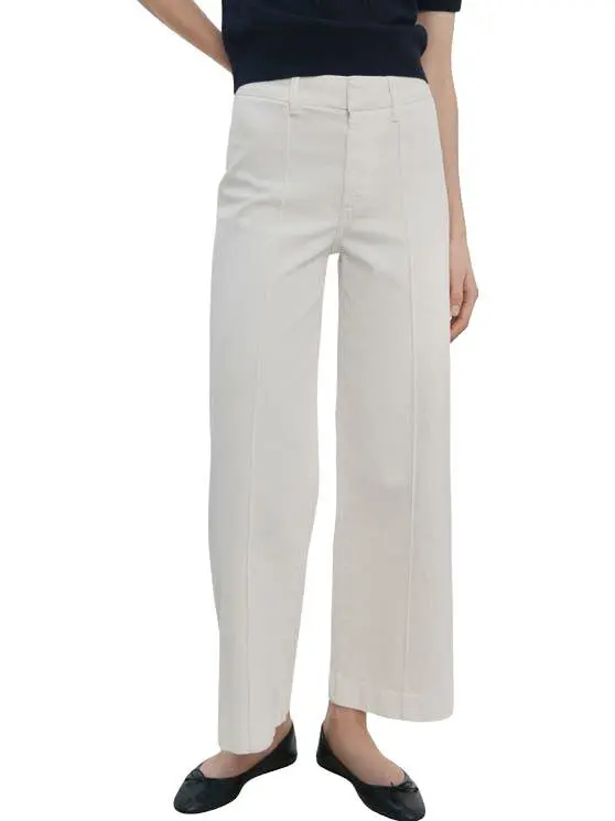 Mango Seamed High-waist Wide-leg Jeans - White