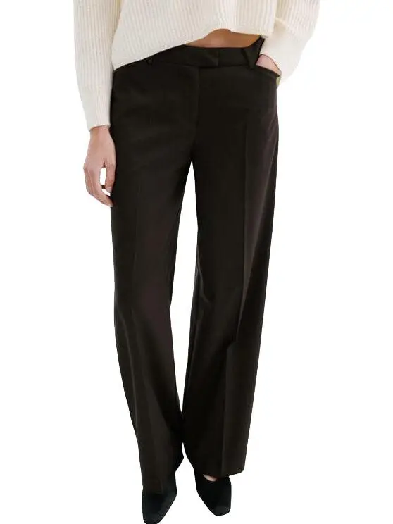 Mango Wide Leg Trousers - Brown