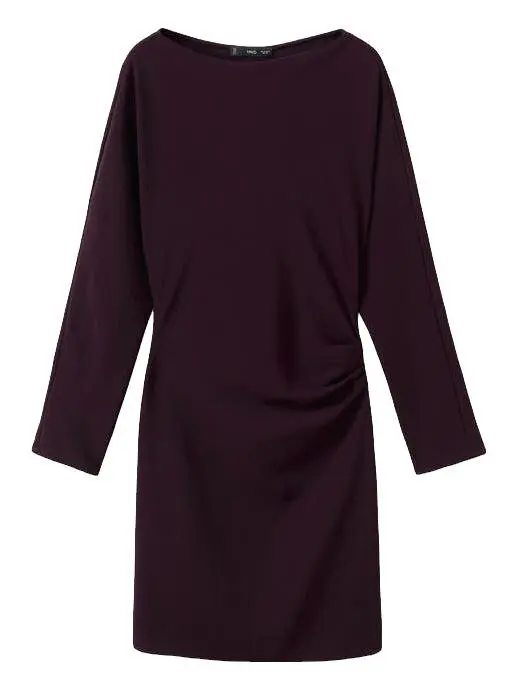 Mango Ruched Minidress - Wine