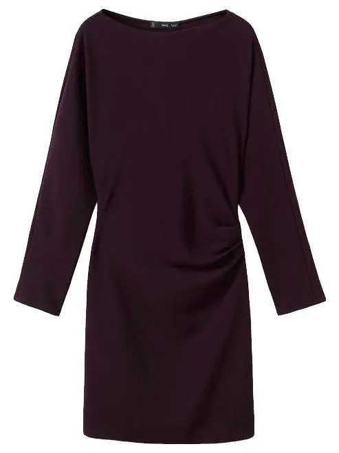 Mango Ruched Minidress - Wine