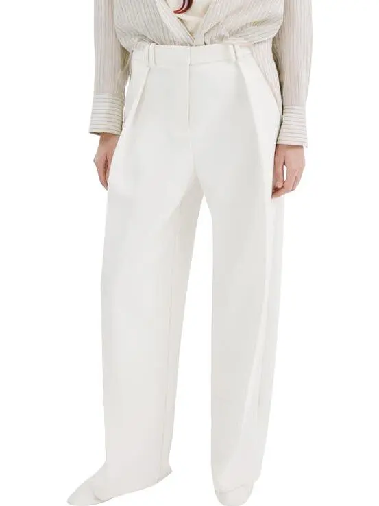 Mango Pleated Wide-leg Pants - White