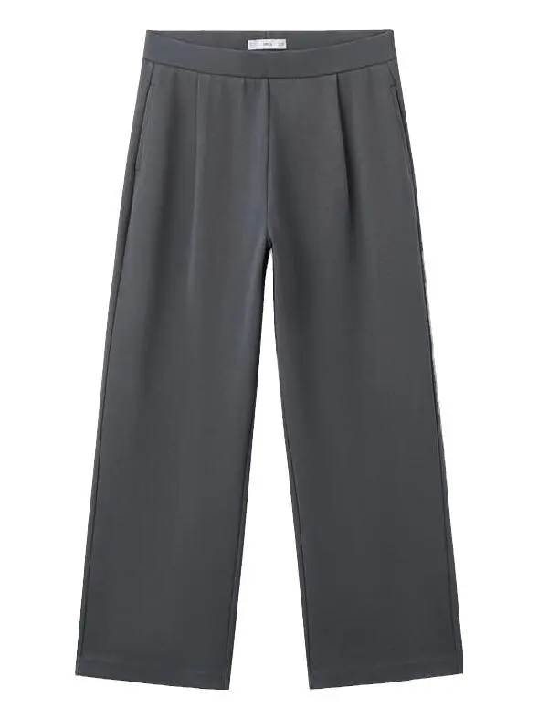Mango Pleated Straight-leg Cotton Blend Trousers - Blue