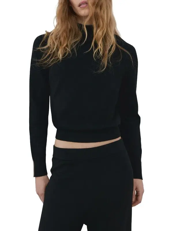 Mango Mock Neck Sweater - Black