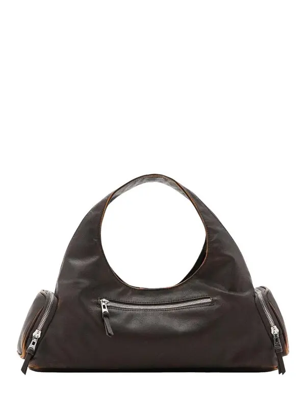 Mango Faux Leather Shoulder Bag - Brown