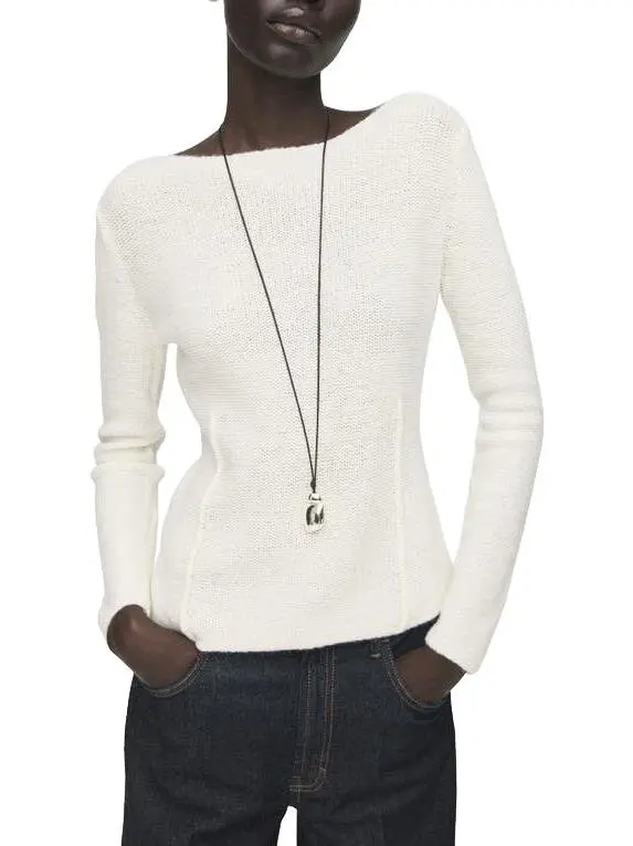 Mango Sweater With Seam Detailing - Ecru