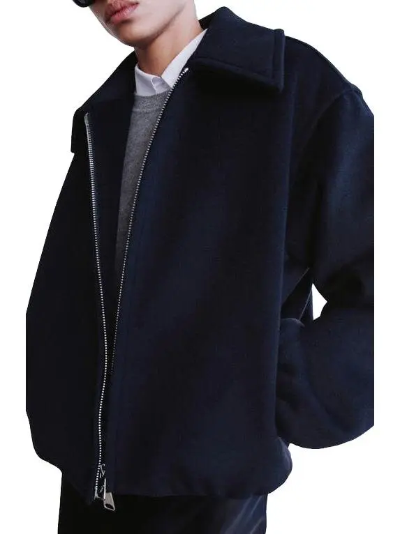 Mango Wool Blend Jacket - Navy