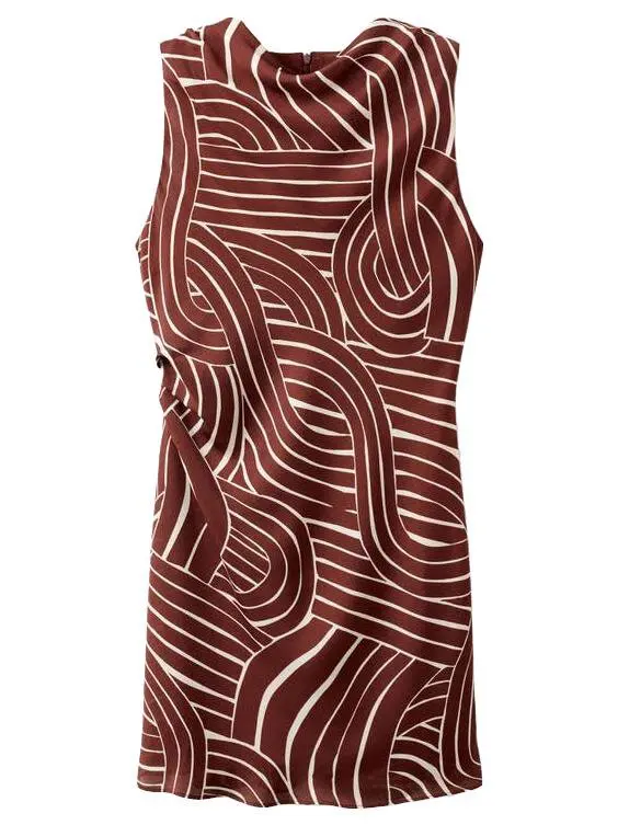 Mango Geometric Print Sheath Dress - Maroon