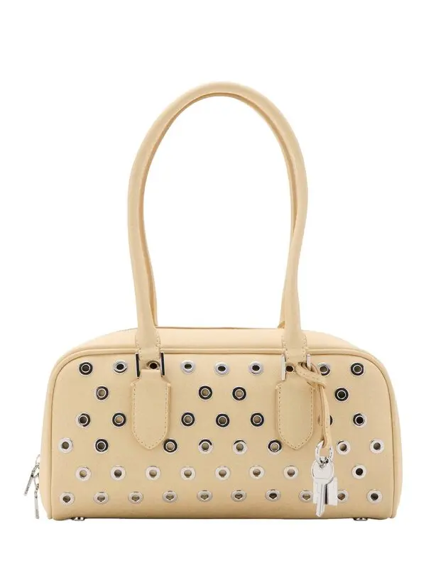 Mango Faux Leather Eyelets Bowling Bag - Vanilla