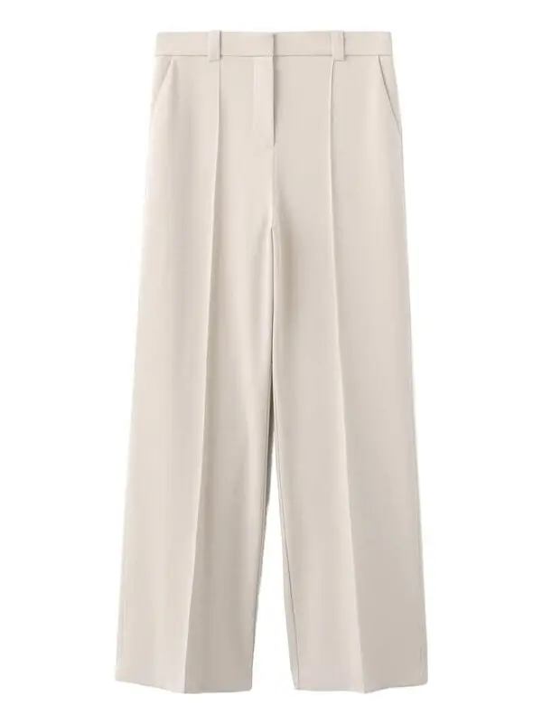 Mango Pleated Straight Leg Trousers - Ivory White