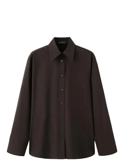 Mango Straight Fit Pocket Button-up Shirt - Chocolate
