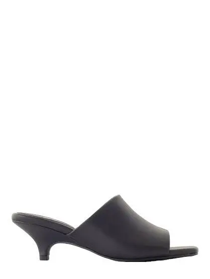 THERAPY AUSTRALIA Nassau Square Toe Kitten Heel Mules - Black Pu
