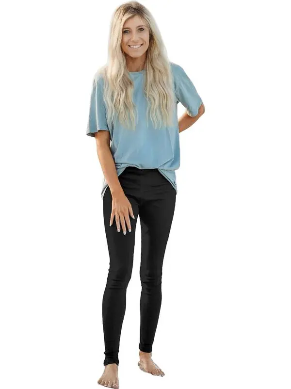 CITY THREADS Soft 100% Cotton Everyday Wear Petite Leggings - Black
