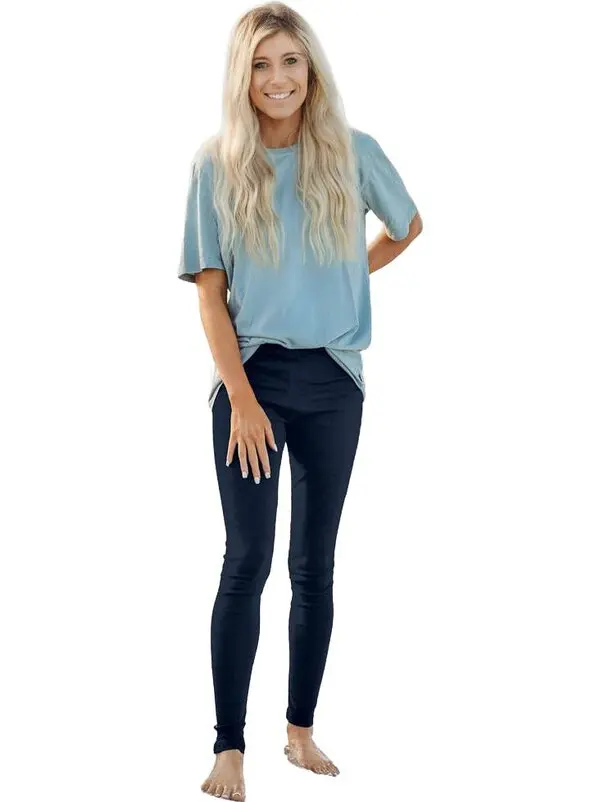 CITY THREADS Soft 100% Cotton Everyday Wear Petite Leggings - Navy