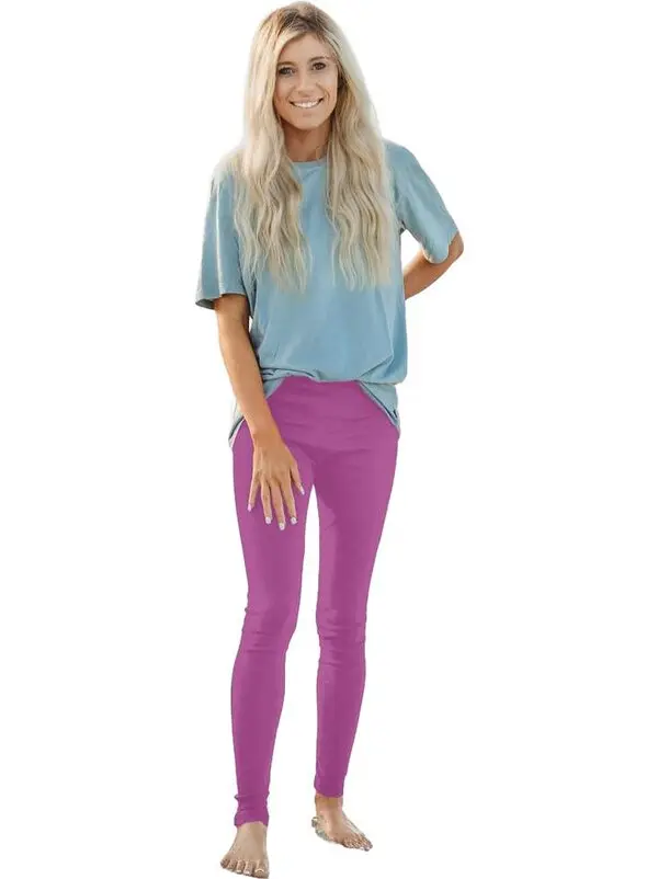 CITY THREADS Soft 100% Cotton Everyday Wear Petite Leggings - Plum