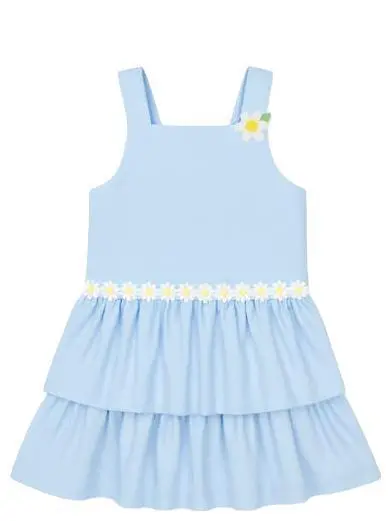 FLORENCE EISEMAN Piqué Sleeveless Dress With Daisies - Light Blue