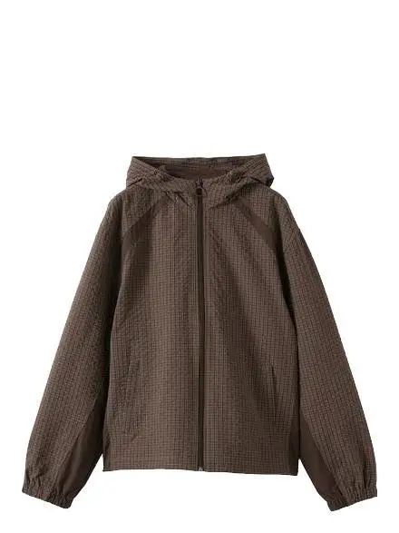 COTTON ON Hooded Spray Jacket - Chocolate Check