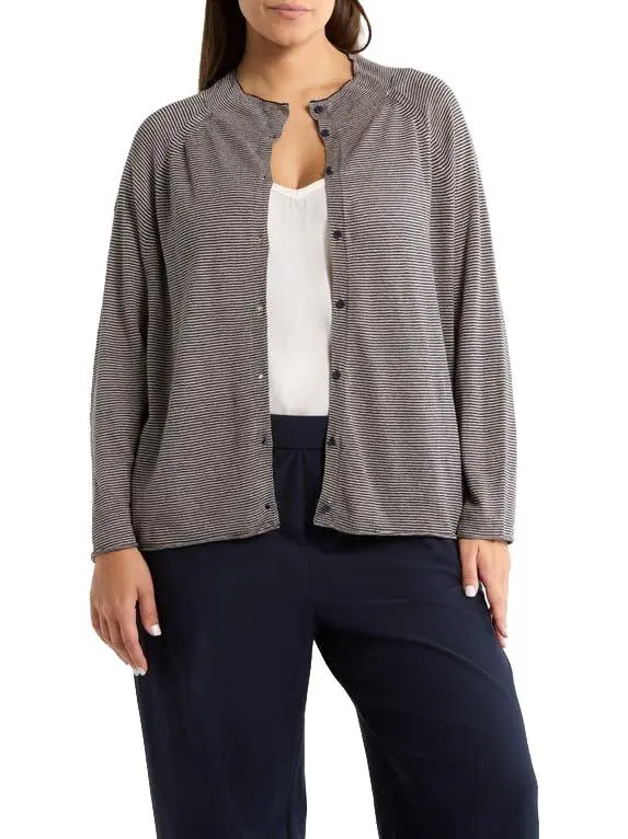 Eileen Fisher Organic Linen & Cotton Cardigan - Ink