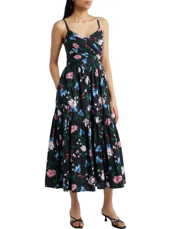 CECE DUPRAZ Floral Fit & Flare Midi Dress - Rich Black