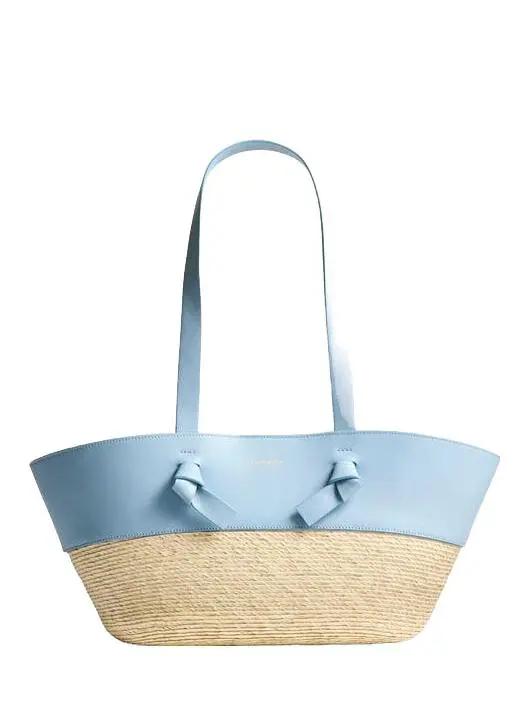 Altuzarra Knot Leather & Straw Basket Tote - Danube