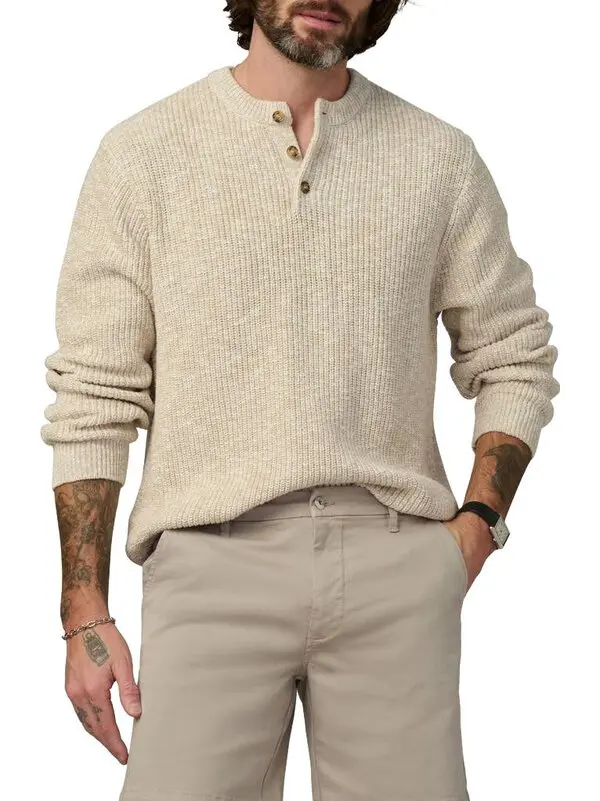 Joe's Jeans Ribbed Cotton-blend Henley Sweater - Flax