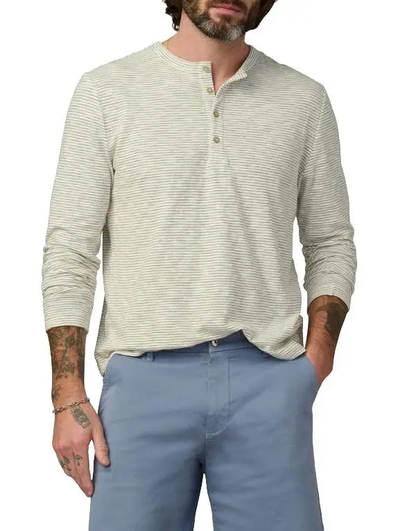 Joe's Jeans Stripe Long Sleeve Henley - Seagrass