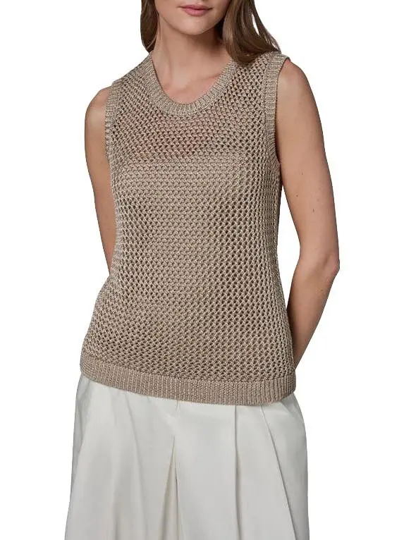 Donna Karan New York Metallic Open Stitch Sweater Tank - Tuscan Grey