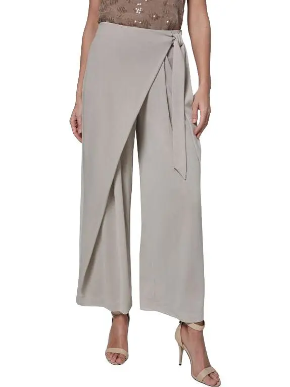 Donna Karan New York Wrap Front Wide Leg Pants - Tuscan Grey