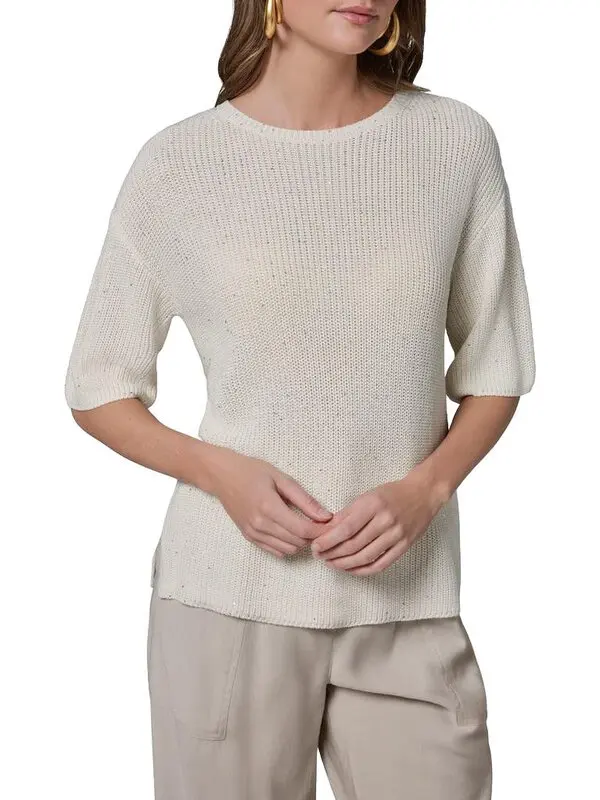 Donna Karan New York Sequin Elbow-length Sleeve Sweater - Cream