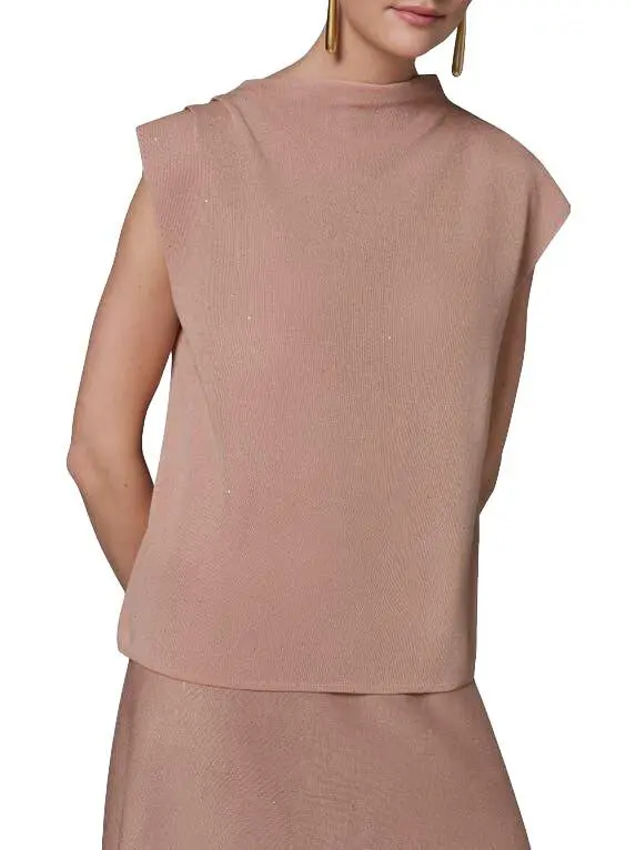 Donna Karan New York Shimmer Asymmetric Mock Neck Sweater - Umbria