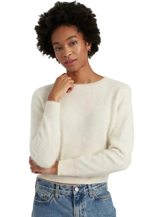 Chinti & Parker Brushed Cashmere Crewneck Sweater - Cream