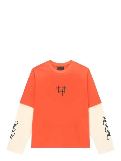 RtA Loris Double Layer Logo Graphic T-shirt - Orange Planetary