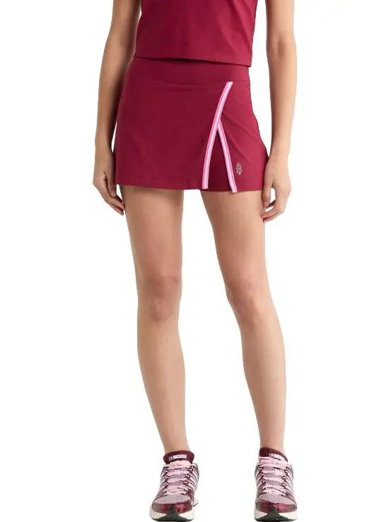 Free People Forehand Faux Wrap Skort - Brick