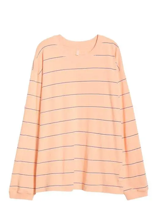 Free People Printed Layer Long Sleeve T-shirt - Awning Stripe Peach