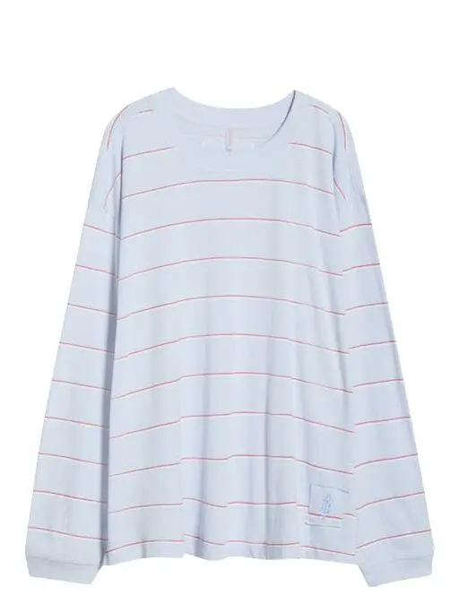 Free People Printed Layer Long Sleeve T-shirt - Awning Stripe Slate