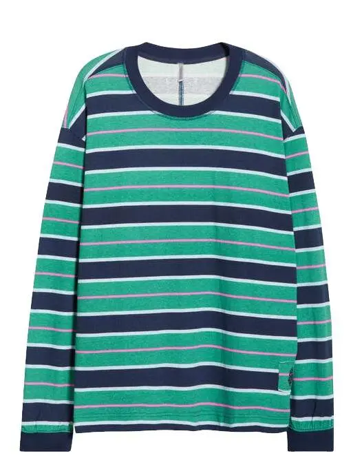 Free People Printed Layer Long Sleeve T-shirt - Navy/green Glow
