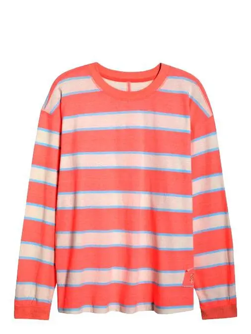 Free People Printed Layer Long Sleeve T-shirt - Neon Coral Combo
